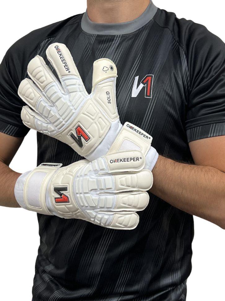 ONEKEEPER SOLID White - All White Hybrid Cut Pro-Level Goalkeeper Glov ...